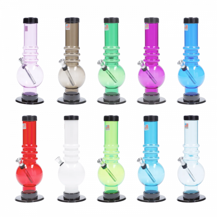 JM Plastics Bubble Base with Grip Acrylic Bong - 9 in.
