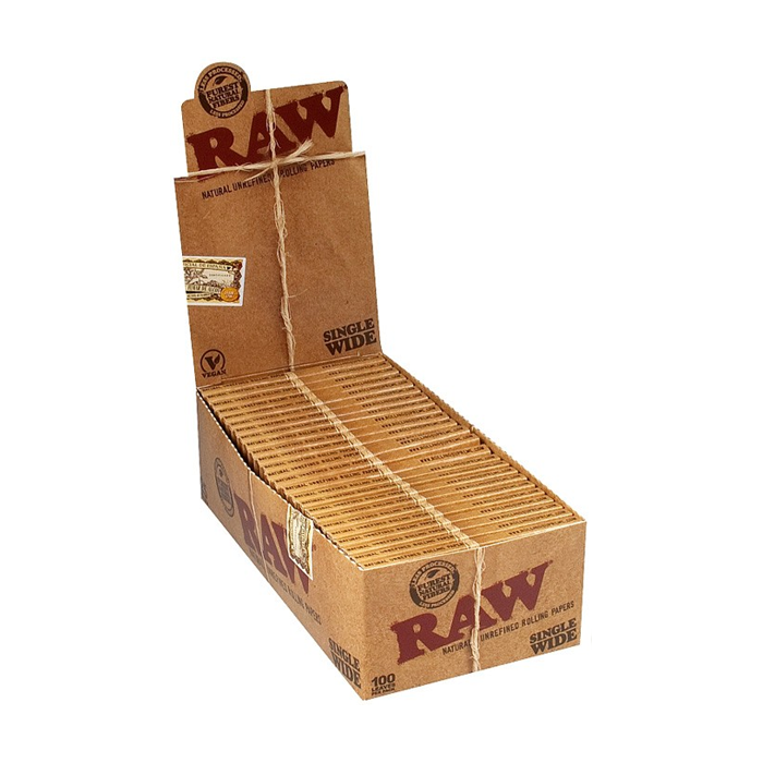 Raw Natural Single Wide Twin Pack Hemp Rolling Papers Box Of 25 Packs